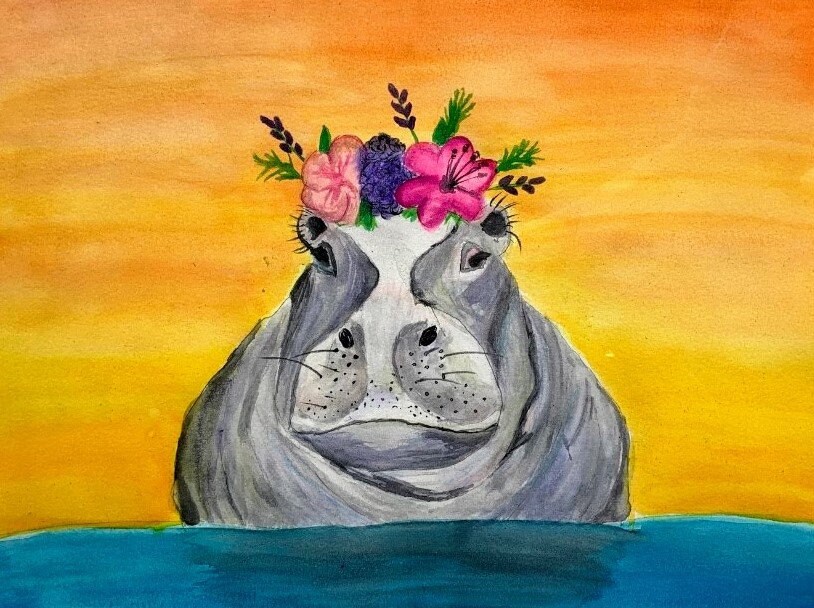 Custom Hippo Suave Acrylic Cup Cute Hippo Tumbler Cup Watercolor Hippo ...