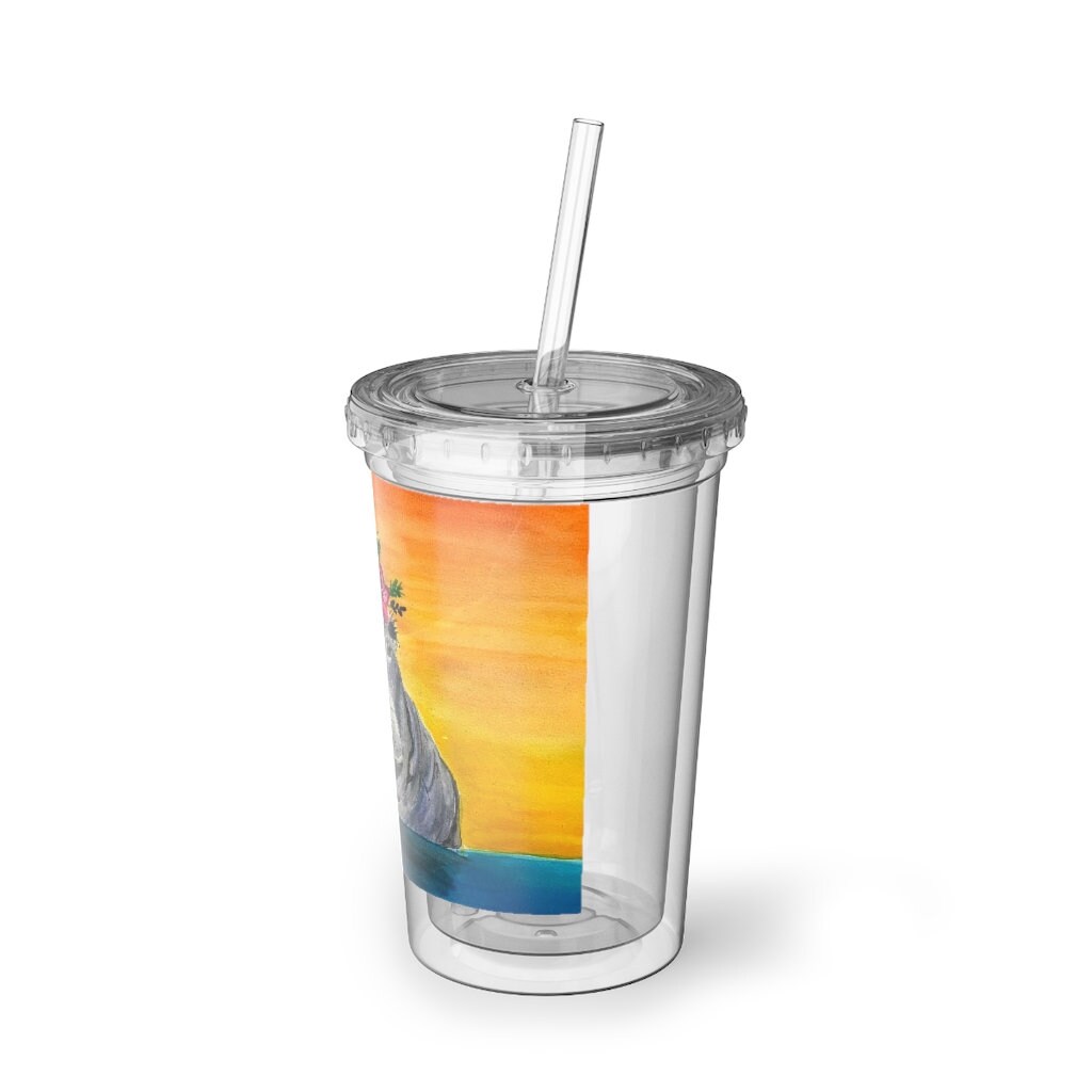 Custom Hippo Suave Acrylic Cup Cute Hippo Tumbler Cup Watercolor Hippo ...