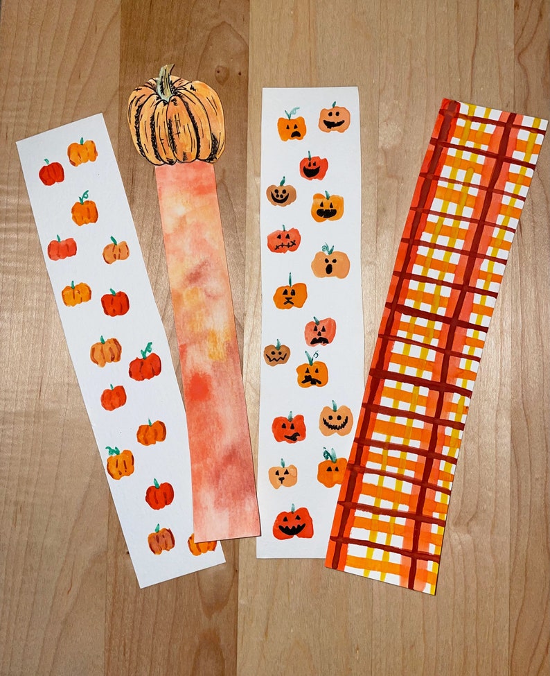 Custom Watercolor Bookmarks Fall Pack | Fall Pumpkin Bookmark Box ...