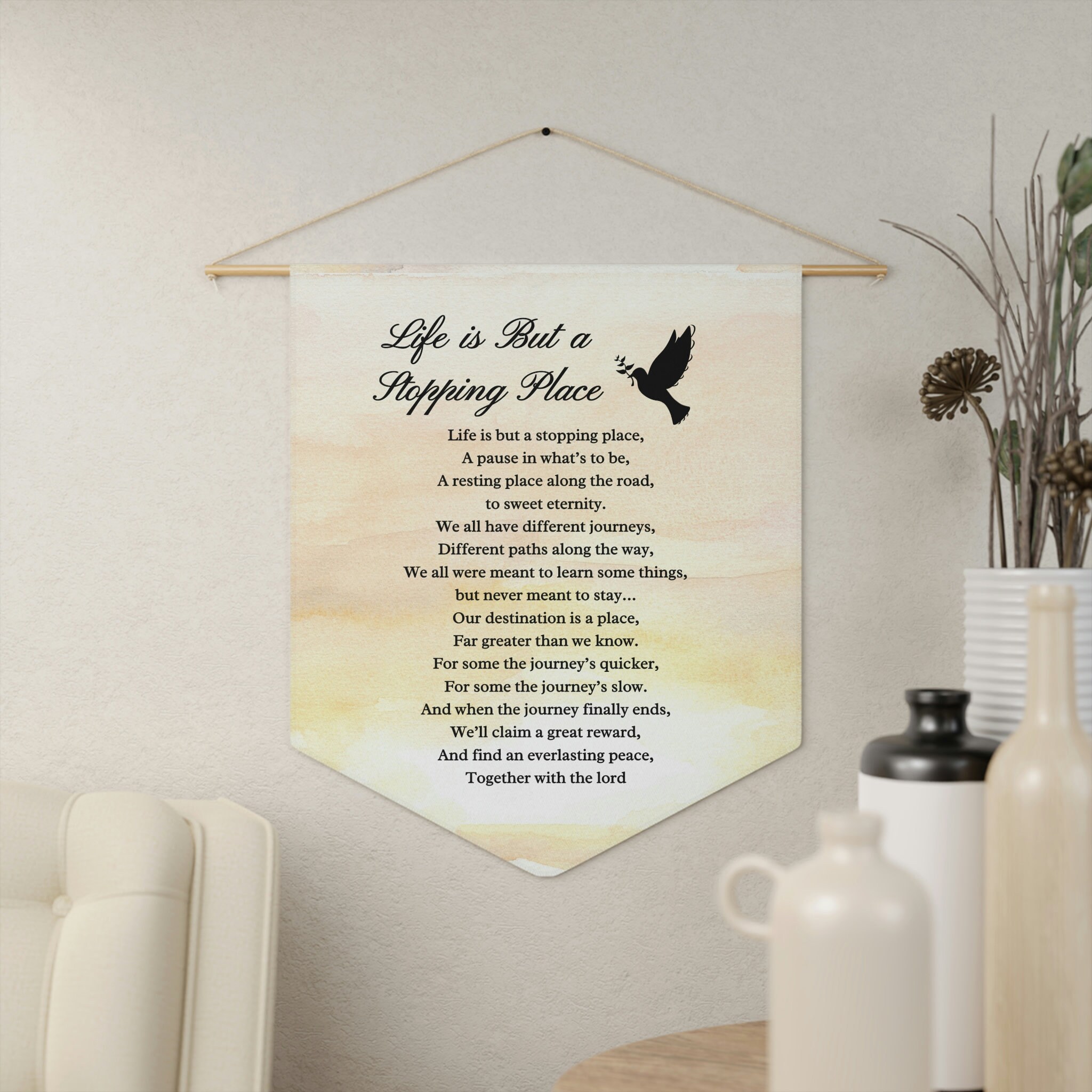 Custom Memorial Poem Pennant | Life is but a Stopping Place Sympathy ...