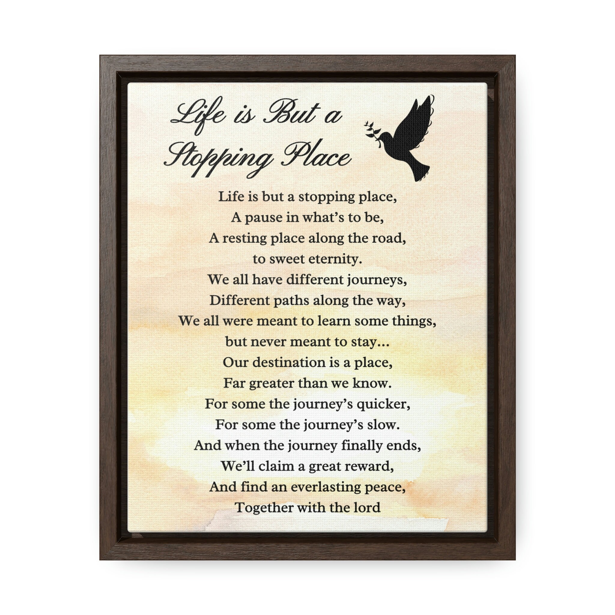 Custom Memorial Poem Canvas Wrap | Life is but a Stopping Place ...