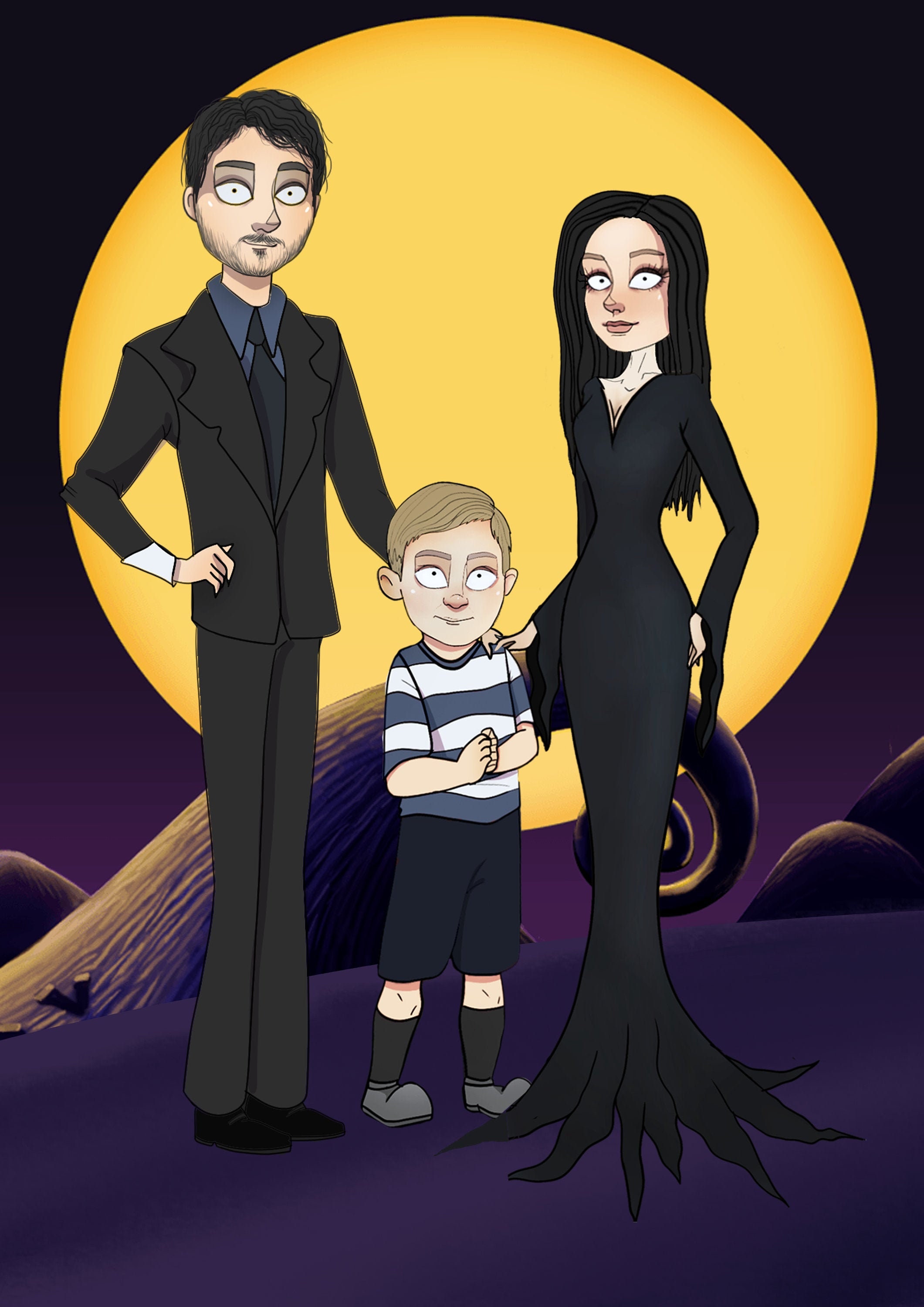 Tim Burton custom portrait print Addams Family portrait gift | Etsy