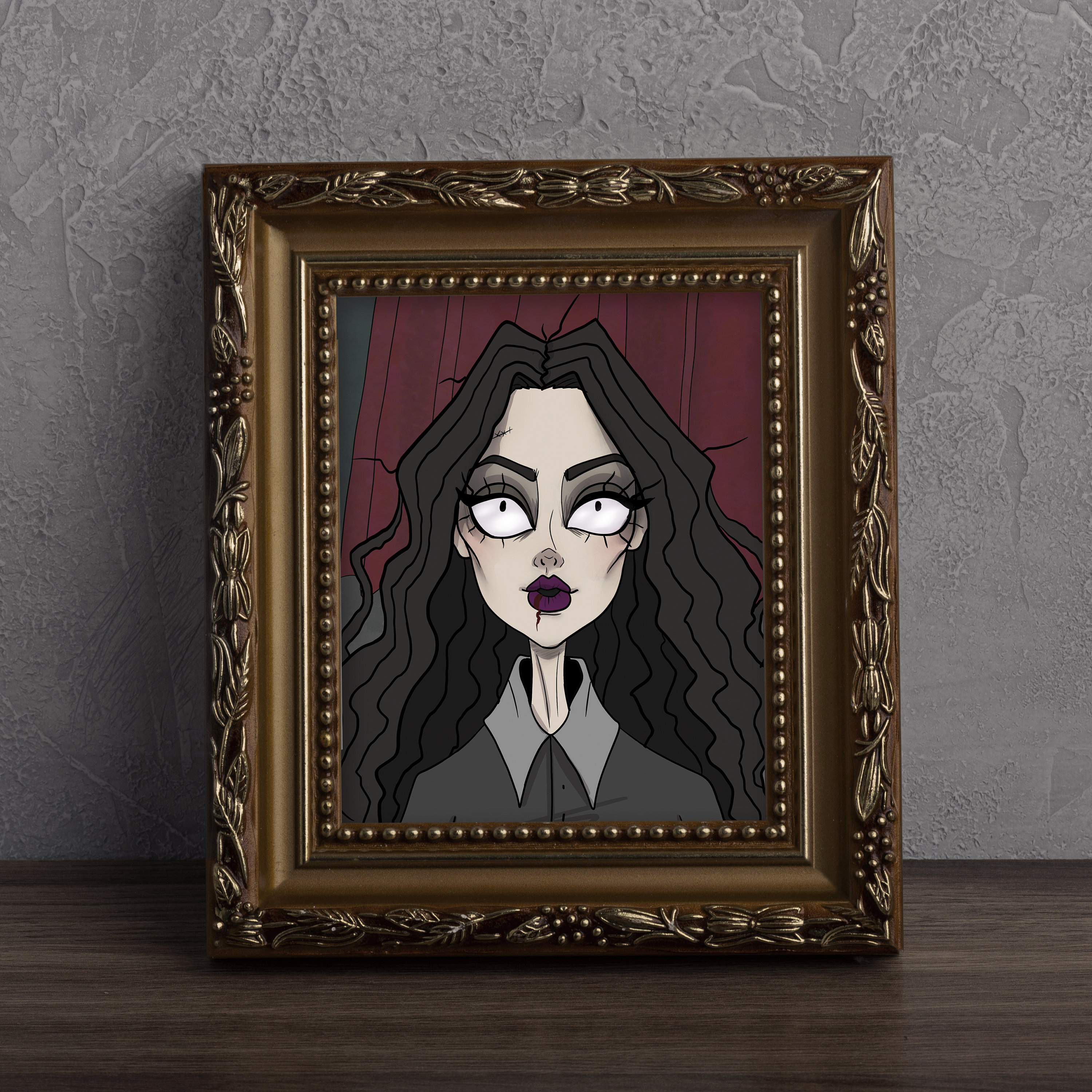 Tim Burton Custom Portrait Print Addams Family Portrait Gift Couple ...