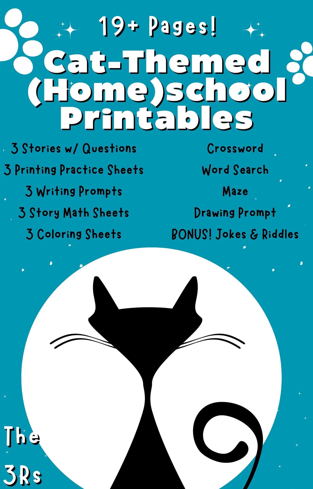 Cat Themed Homeschool Printables Reading Writing Arithmetic Young ...