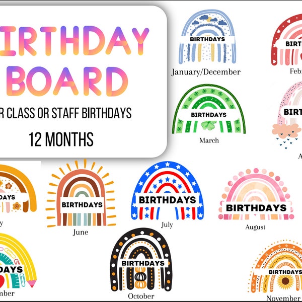 Rainbow Birthday Board - Etsy