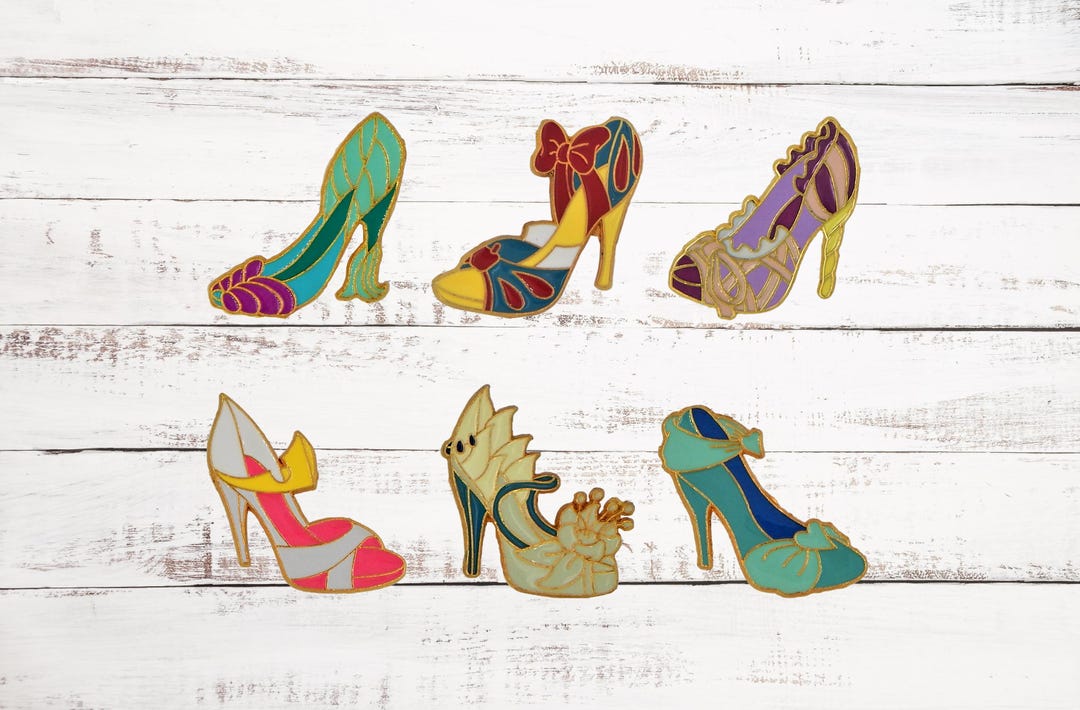 6 Princess Shoes High Heels Themed Pin Set Disney Park Trading Pins ...