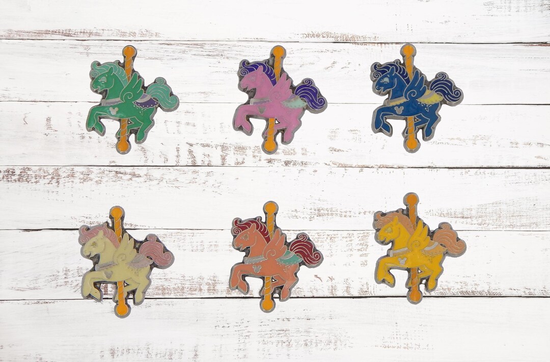 6 Fantasia Carousel Pegasus Color Horses Disney Park Trading Pin Set ...