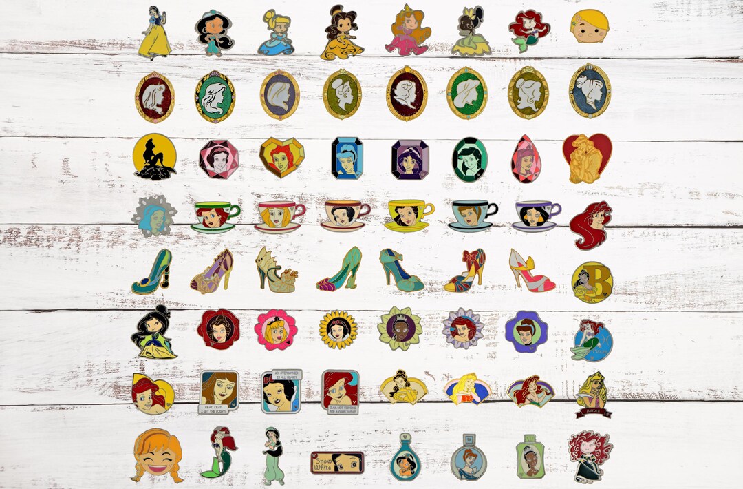 Princess Themed 15 Disney Park Trading Pins Set ~ Randomly Assorted ...