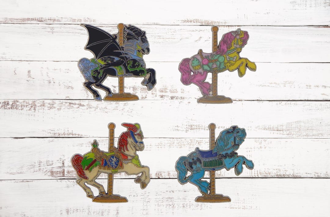 4 Kingdom Carousel Horse Complete Pin Set Specific Disney Park Trading ...