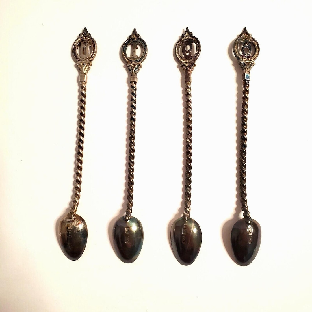 Antique 4 Pc Nickel Silver Coffee Spoons Twist C.R. Carlstrom Sweden ...