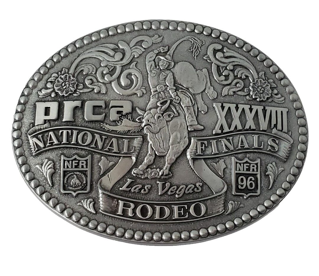 1996 NFR Rodeo Belt Buckle Charlie Sampson PRCA Las Vegas Award Design ...