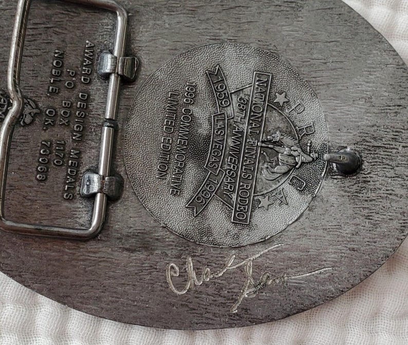 1996 NFR Rodeo Belt Buckle Charlie Sampson PRCA Las Vegas Award Design ...