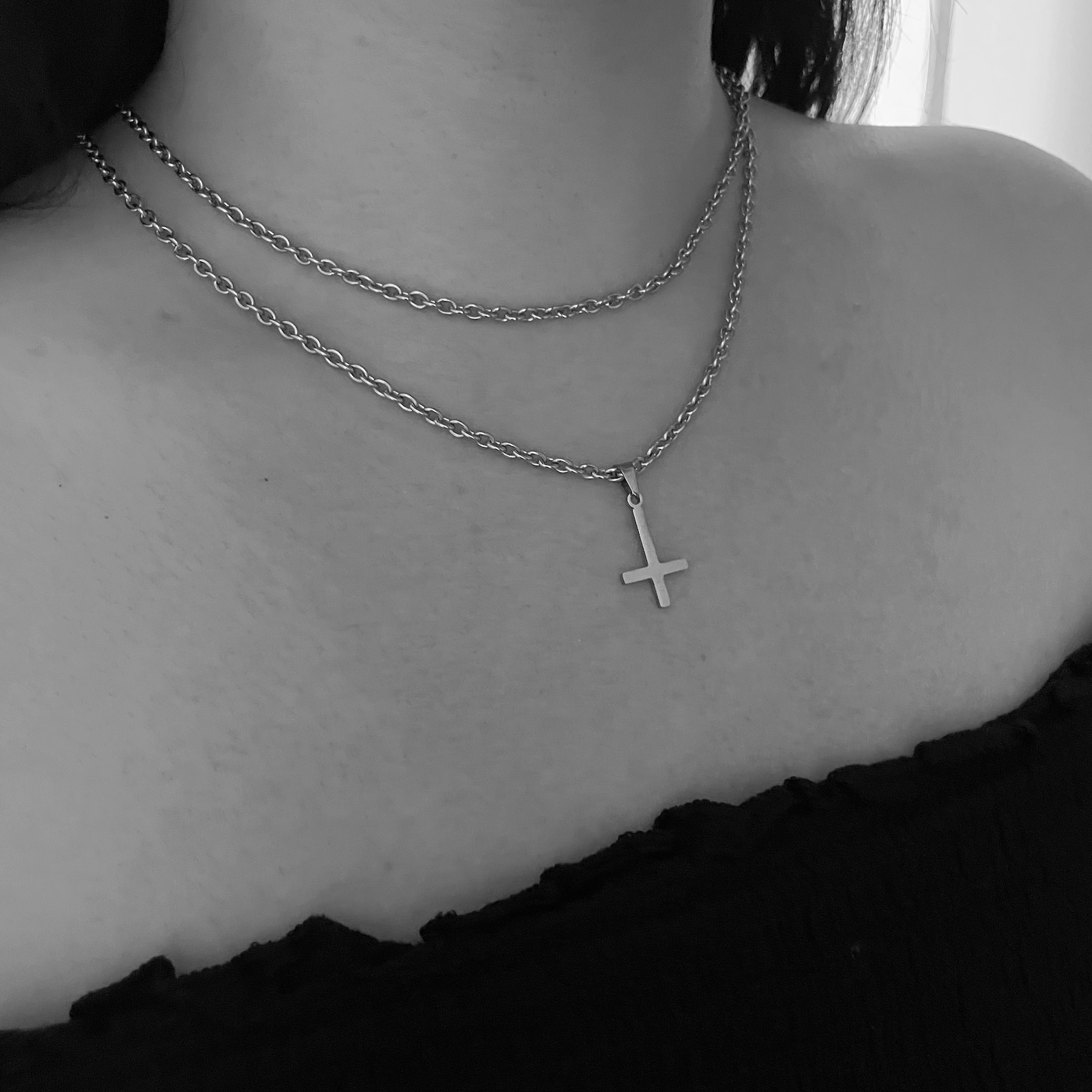 Multi-strand Inverted Cross Necklace | Stainless Steel | Gothic ...