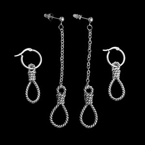Gallows Noose Earrings | Gothic & Macabre Jewelery | Choice of Hoops or ...