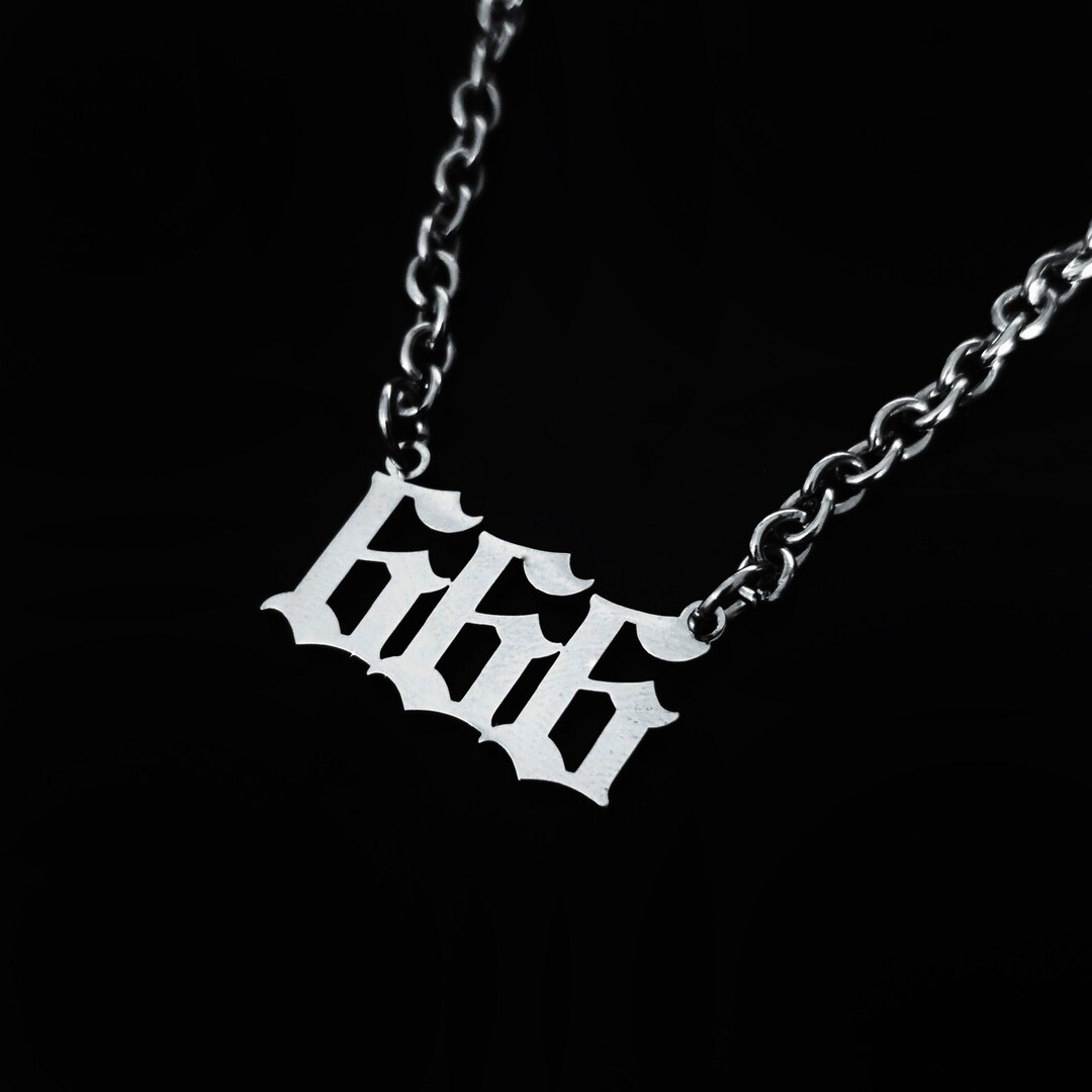 666 Necklace Old English Gothic Font Stainless Steel Jewellery - Etsy