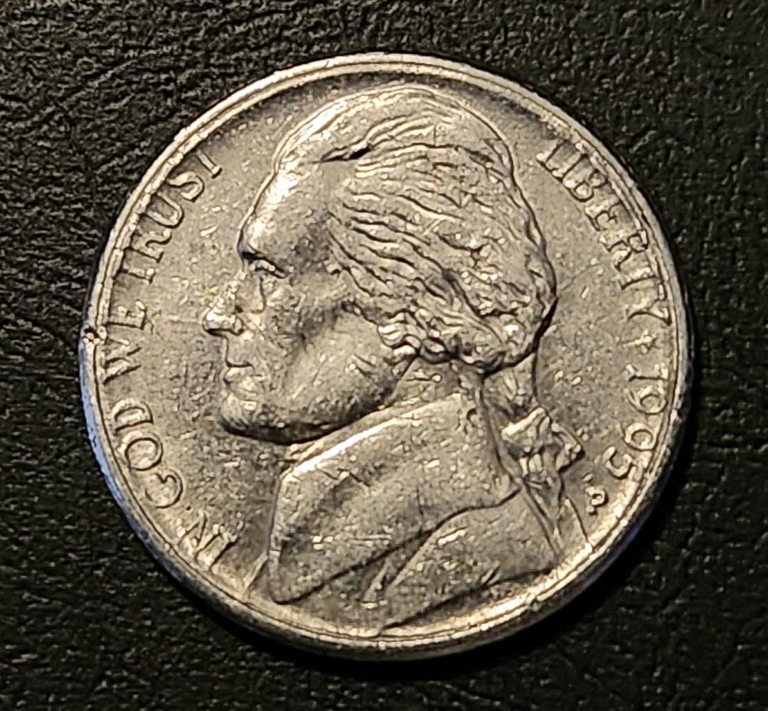 1995-p Jefferson Nickel Error Broadstruck in AU Condition. See Pictures ...