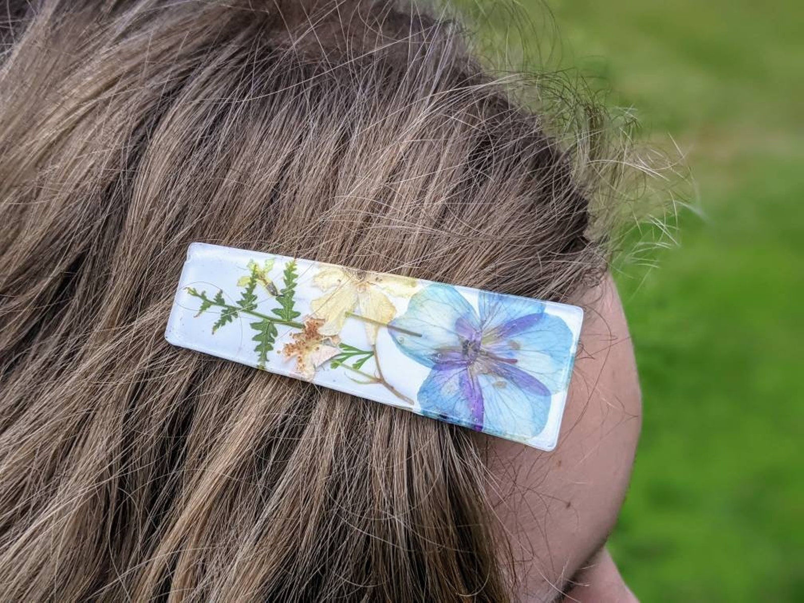 Real Flower Hair Barrettes for Women, Hair Clip, Pressed Flower, Floral ...