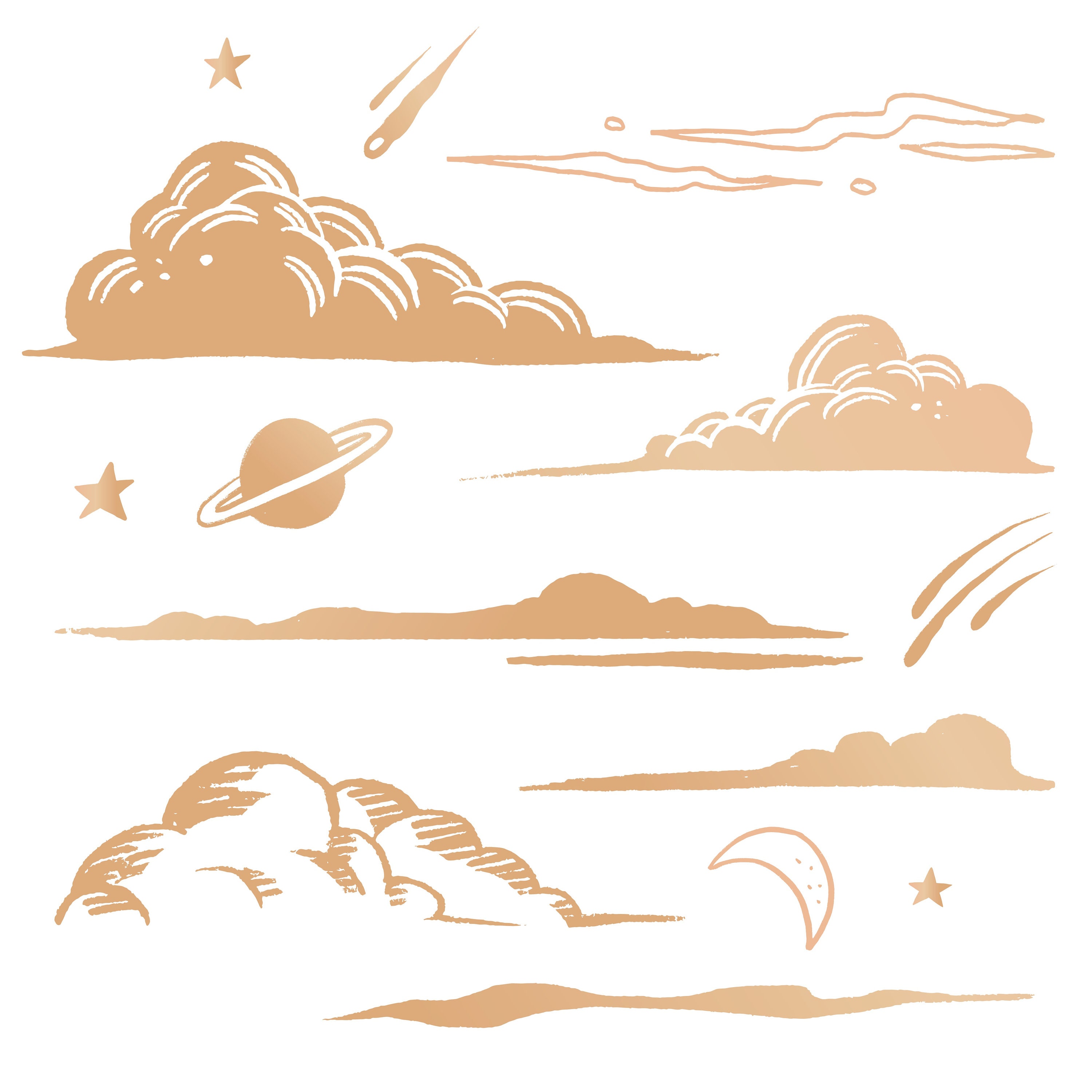 Vintage Cosmic Clip Art, Sci Fi PNG, Moon and Stars Digital Download ...
