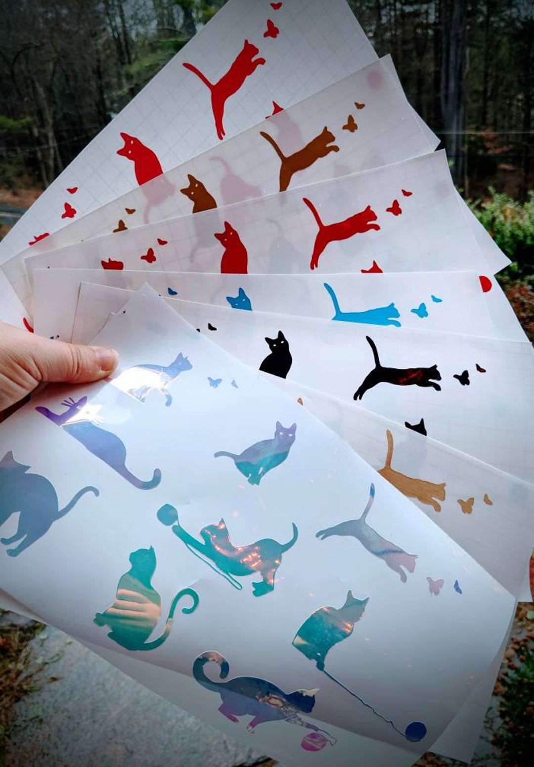 Katze Sticker Sheet, Verspielte Katze, Silhouette Sticker, Scrapbook ...