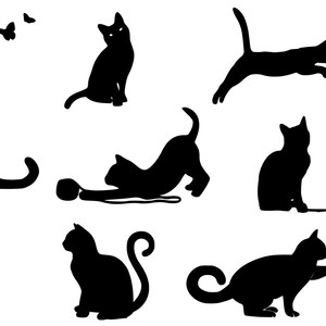 Cat With Yarn Svg, Cat Silhouette Clip Art, Cat Bundle Png, Playful Cat ...