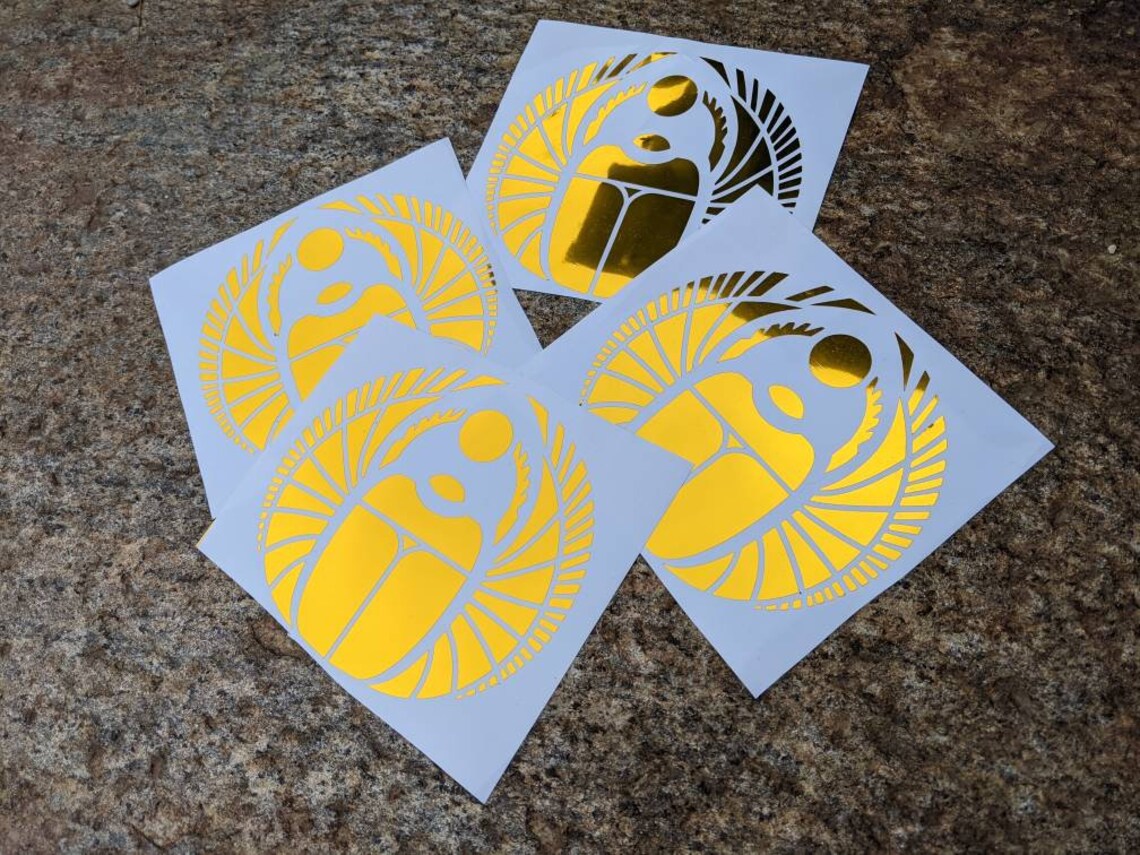 Gold Scarab Decal, Egyptian Decals, Decal for Water Bottle, Decal for ...