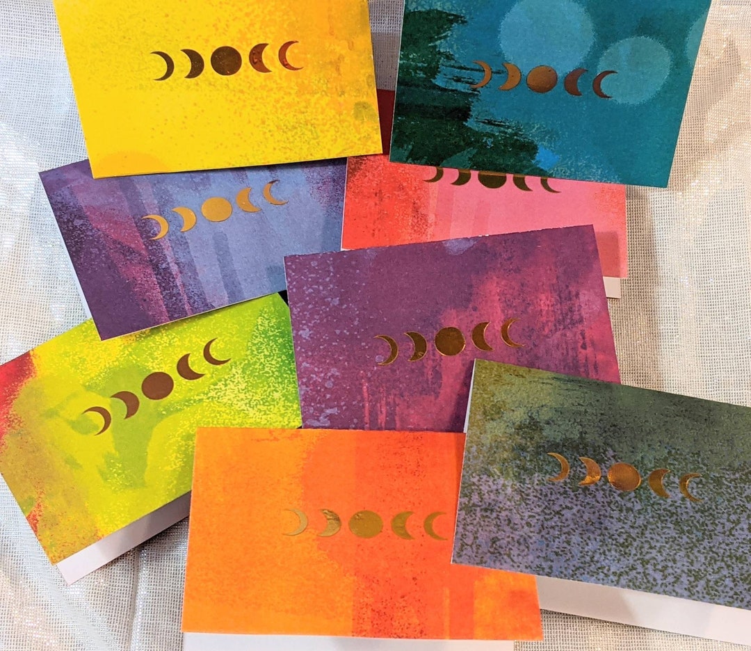 Rainbow Moon Stationery, Letter Writing Set, Moon Phase Note Cards ...