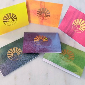 Gold Foil Cards, Rainbow Stationery, Letter Writing Set, Sun Cards ...