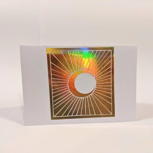 Moon Card, Gold Foil Cards, Holographic Cards, Art Deco Note Cards ...
