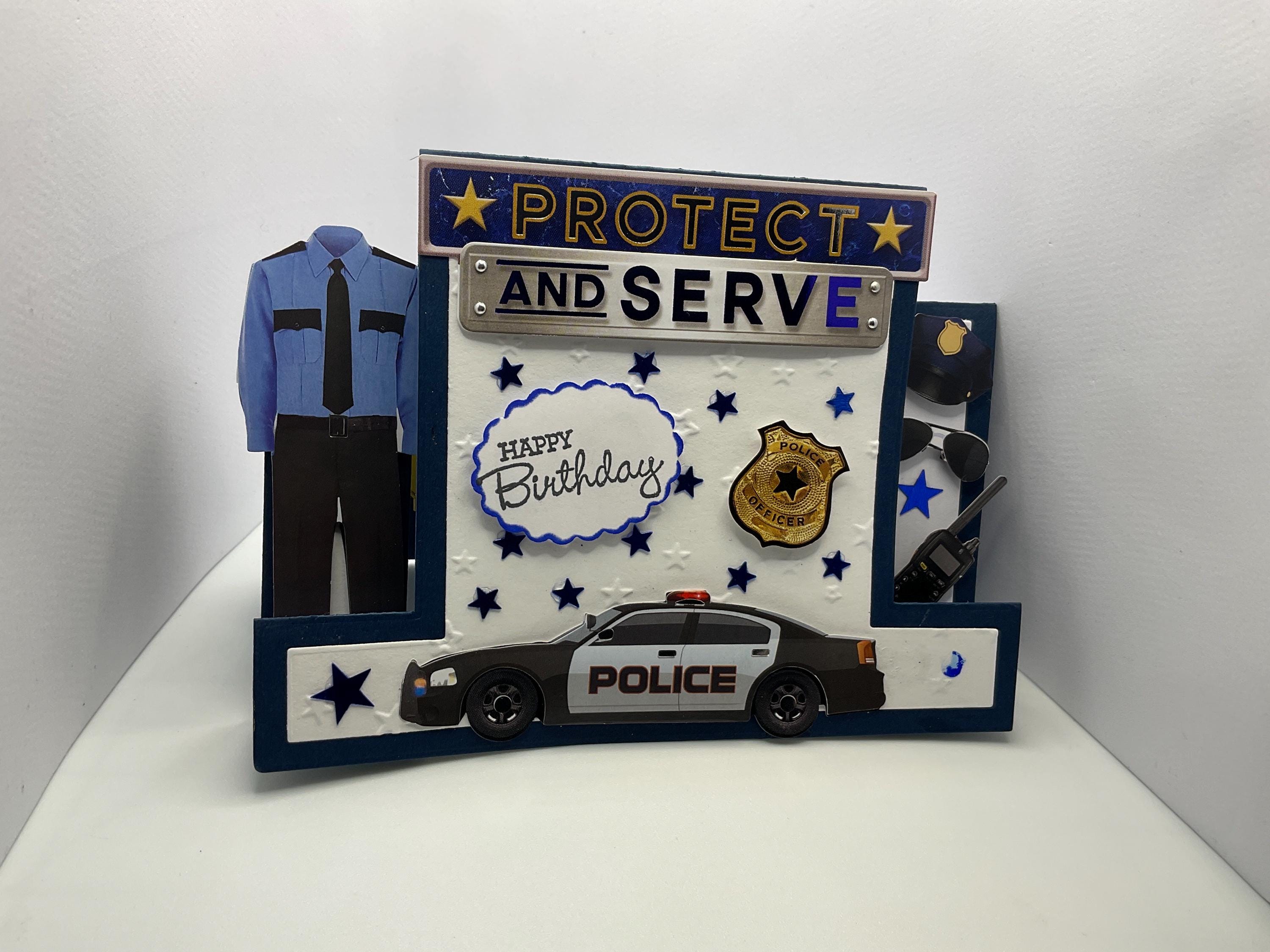 Police Birthday Card: Handmade Step Card With Stickers - Etsy