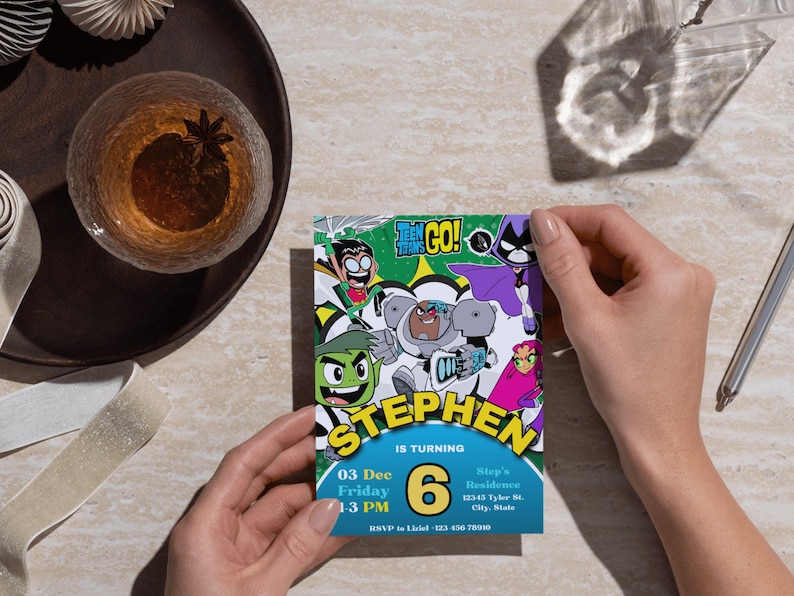 Teen Titans GO! Inspired Birthday Invitation Digital Editable Canva ...