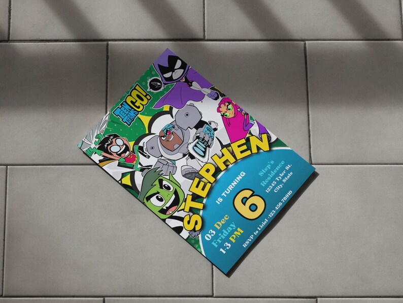 Teen Titans GO! Inspired Birthday Invitation Digital Editable Canva ...
