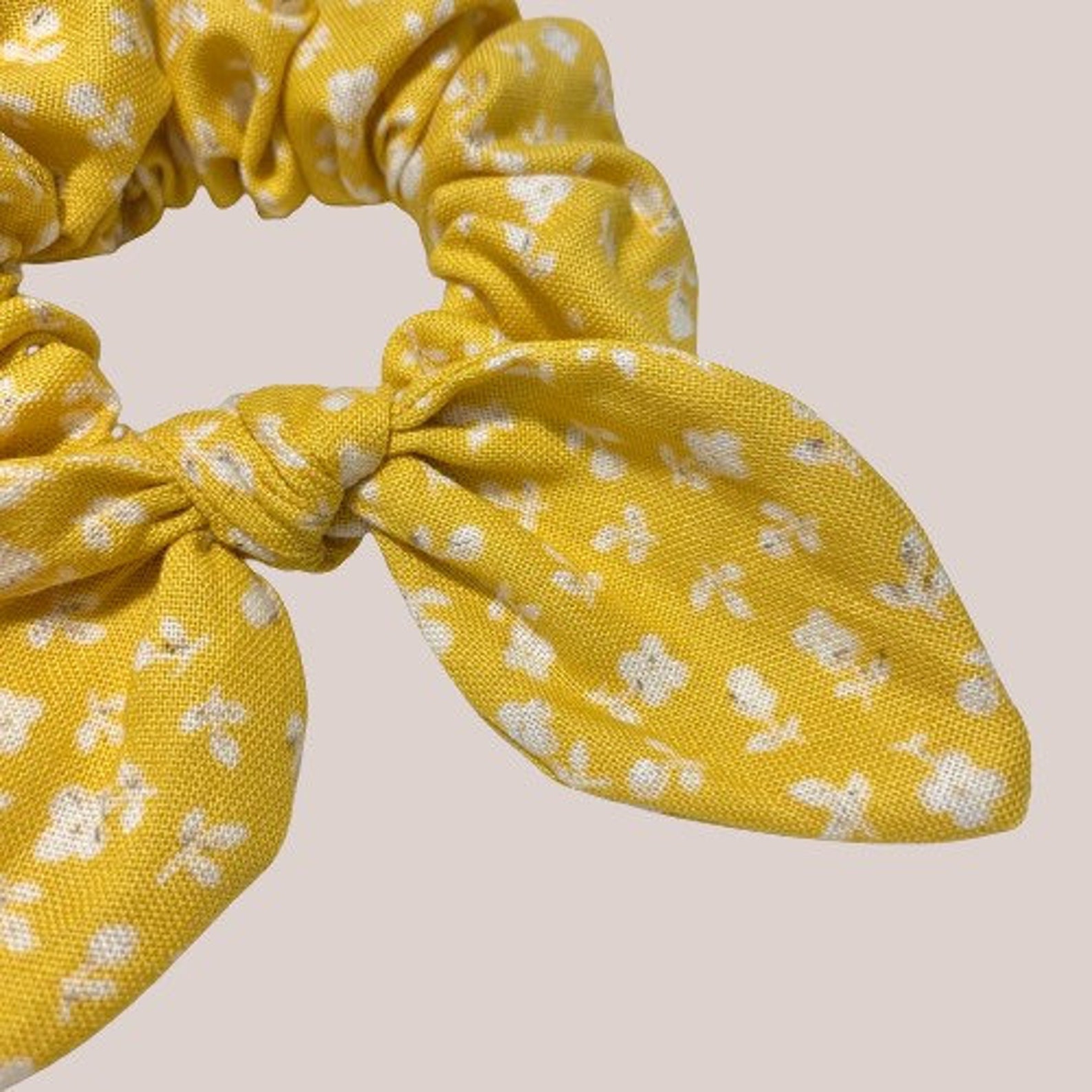 Yellow Floral Bow Scrunchie-yellow Scrunchie-messy Bun-yellow - Etsy UK