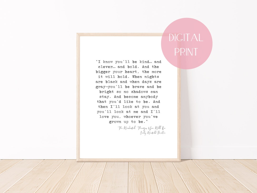 The Wonderful Things You Will Be Quote Print, Baby Shower Gift, Nursery ...