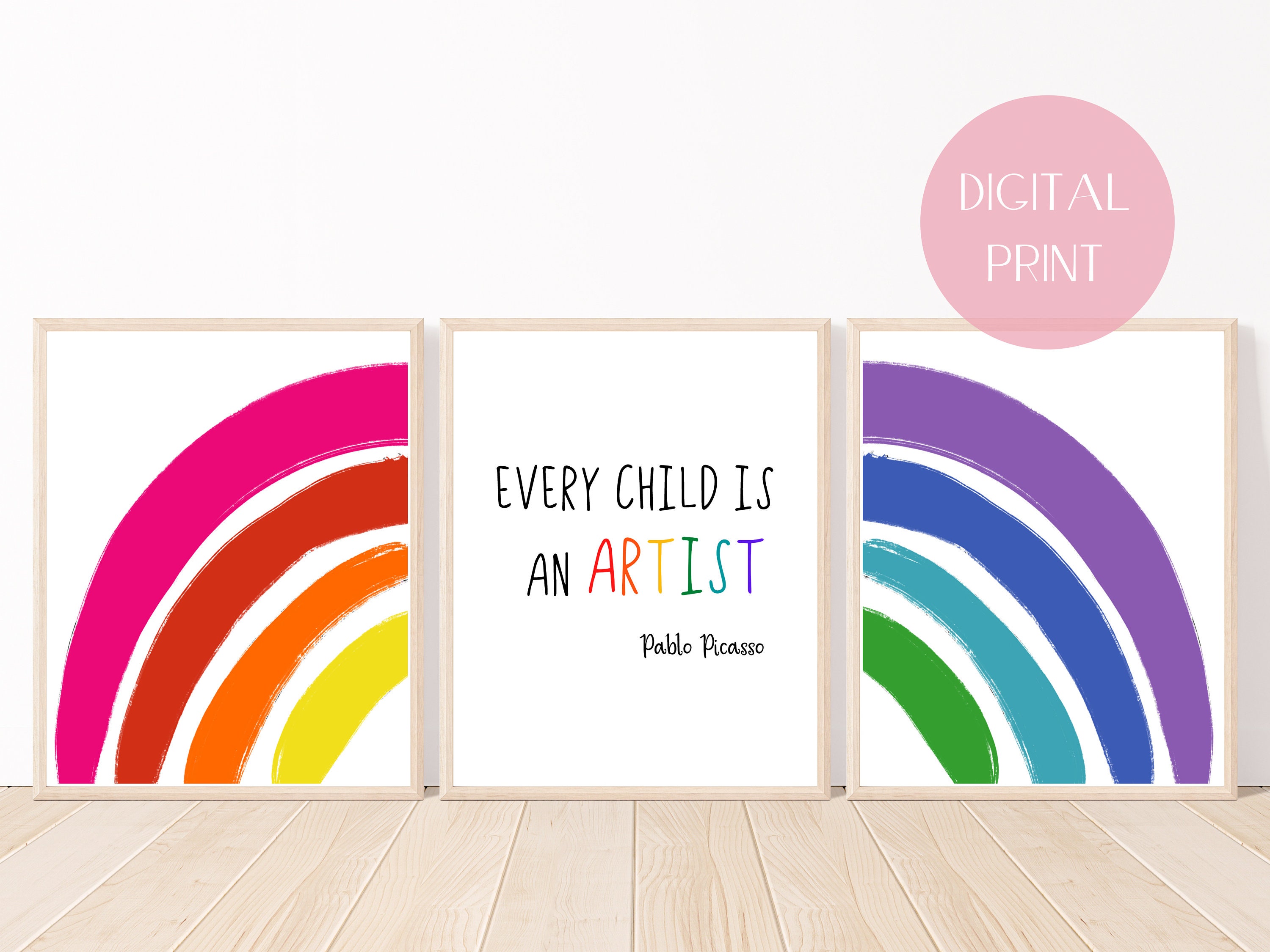 Every Child is an Artist, Pablo Picasso Quote, Wall Art, Playroom Decor ...