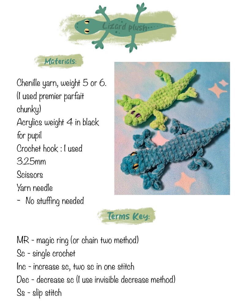 Lizard Plush Crochet PDF PATTERN ONLY - Etsy