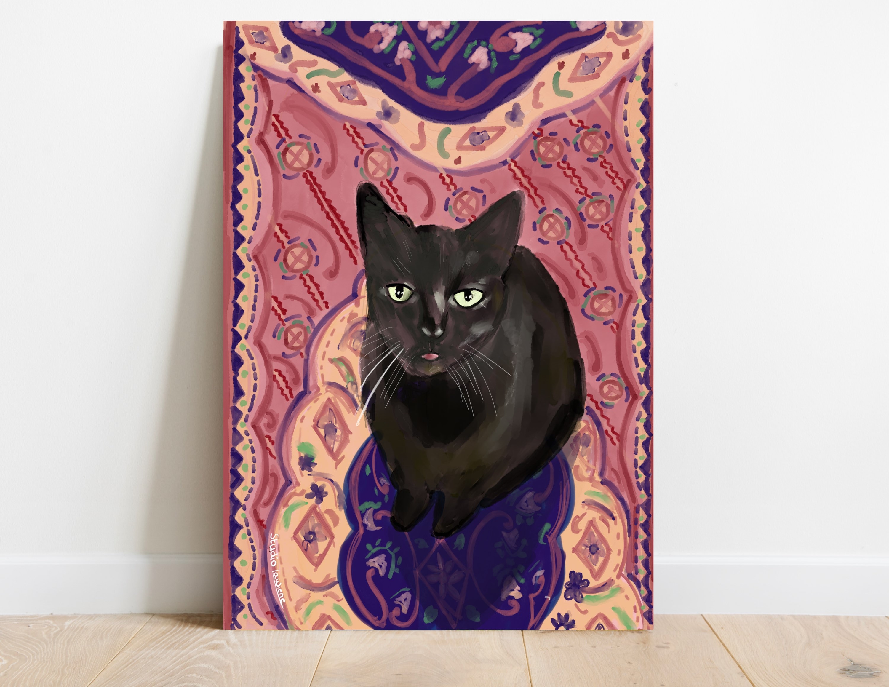 Luna-cat Illustration Illustration Print-black Cat-studio - Etsy