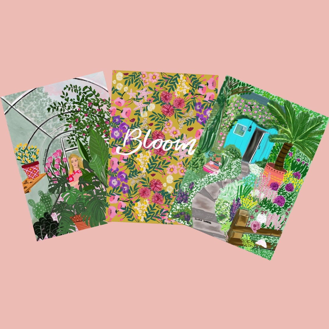 Botanical Bloom Set-postcards-greeting Card-set of Greeting Cards ...