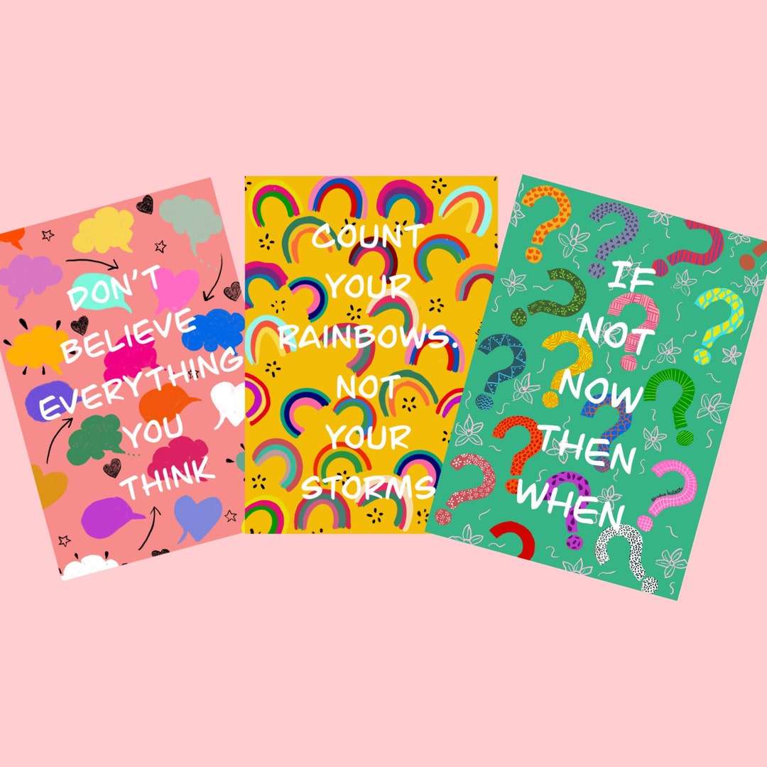 3 Positive Encouragement Cards Affirmation Cards A6 Postcard Set ...