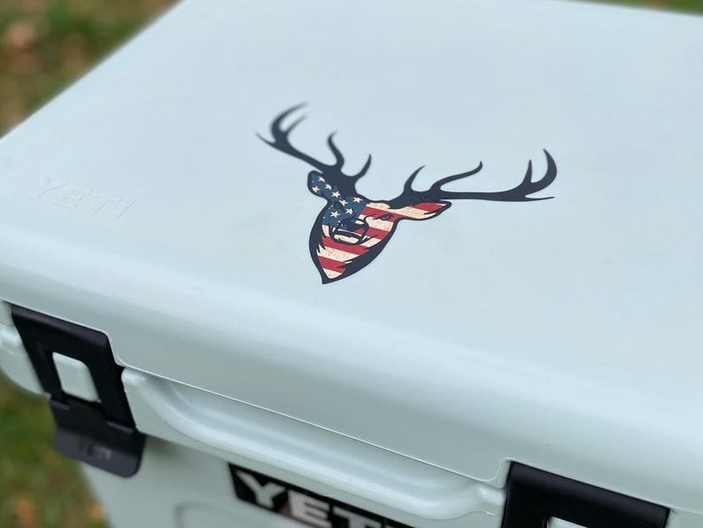 American Flag Deer Decal, Buck Antlers Sticker, Truck, Car, RV (6 ...