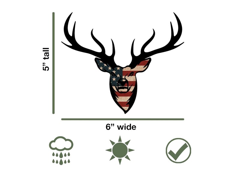 American Flag Deer Decal, Buck Antlers Sticker, Truck, Car, RV (6 ...