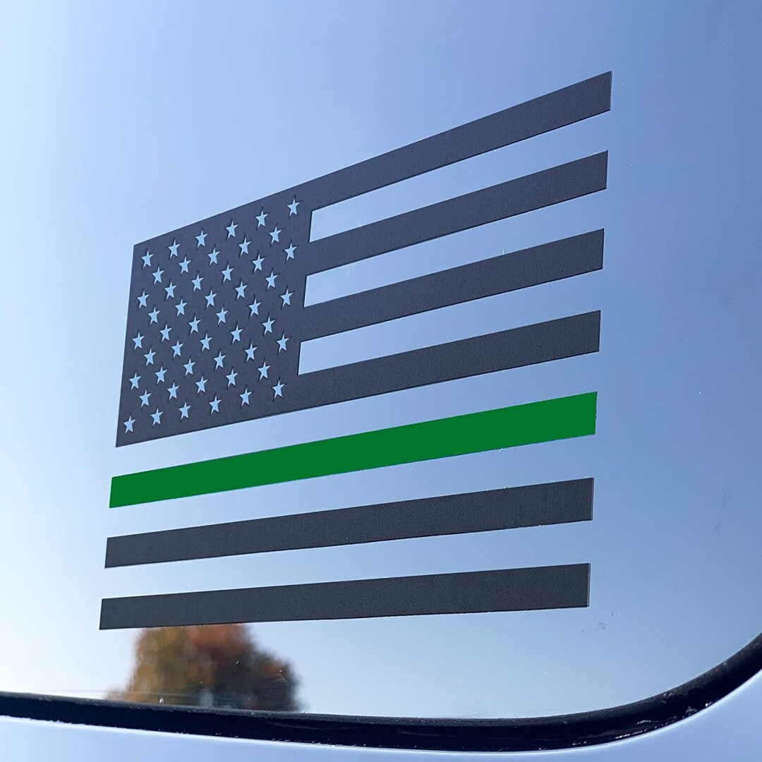 Thin Green Line US Flag Decal American Veteran Flag Sticker for Cars ...