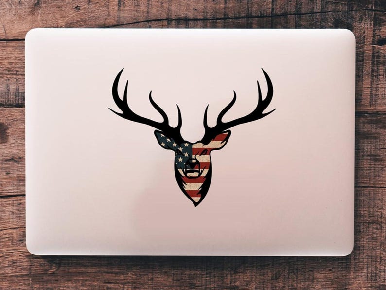 American Flag Deer Decal, Buck Antlers Sticker, Truck, Car, RV (6 ...