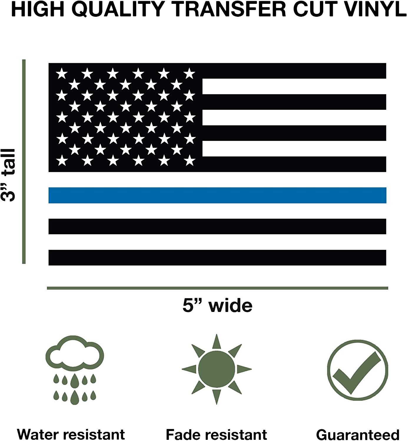 Thin Blue Line Flag Decal Back the Blue American Flag Police Support ...