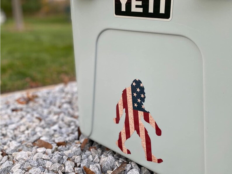 Bigfoot American Flag Vinyl Sticker – Patriotic Yeti Decal - Etsy