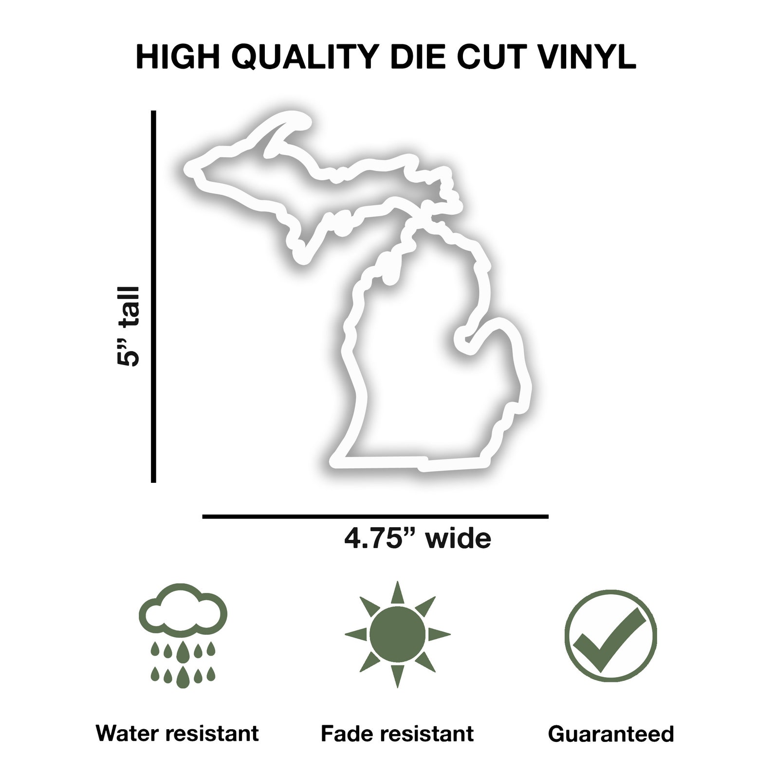 Michigan Outline MI Border Decal (5") - Etsy