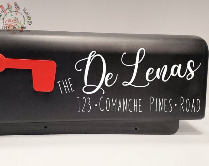 Mailbox Numbers Street Address Vinyl Decal Set of 2 Insert Family Name ...