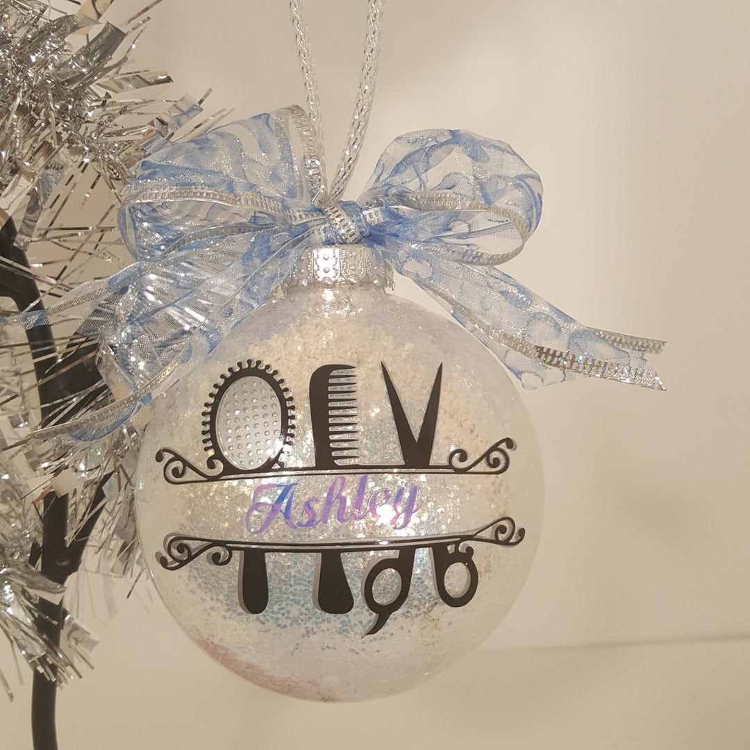 Personalized Hair Stylist Glitter Ornament | Hairdresser Gift - Etsy