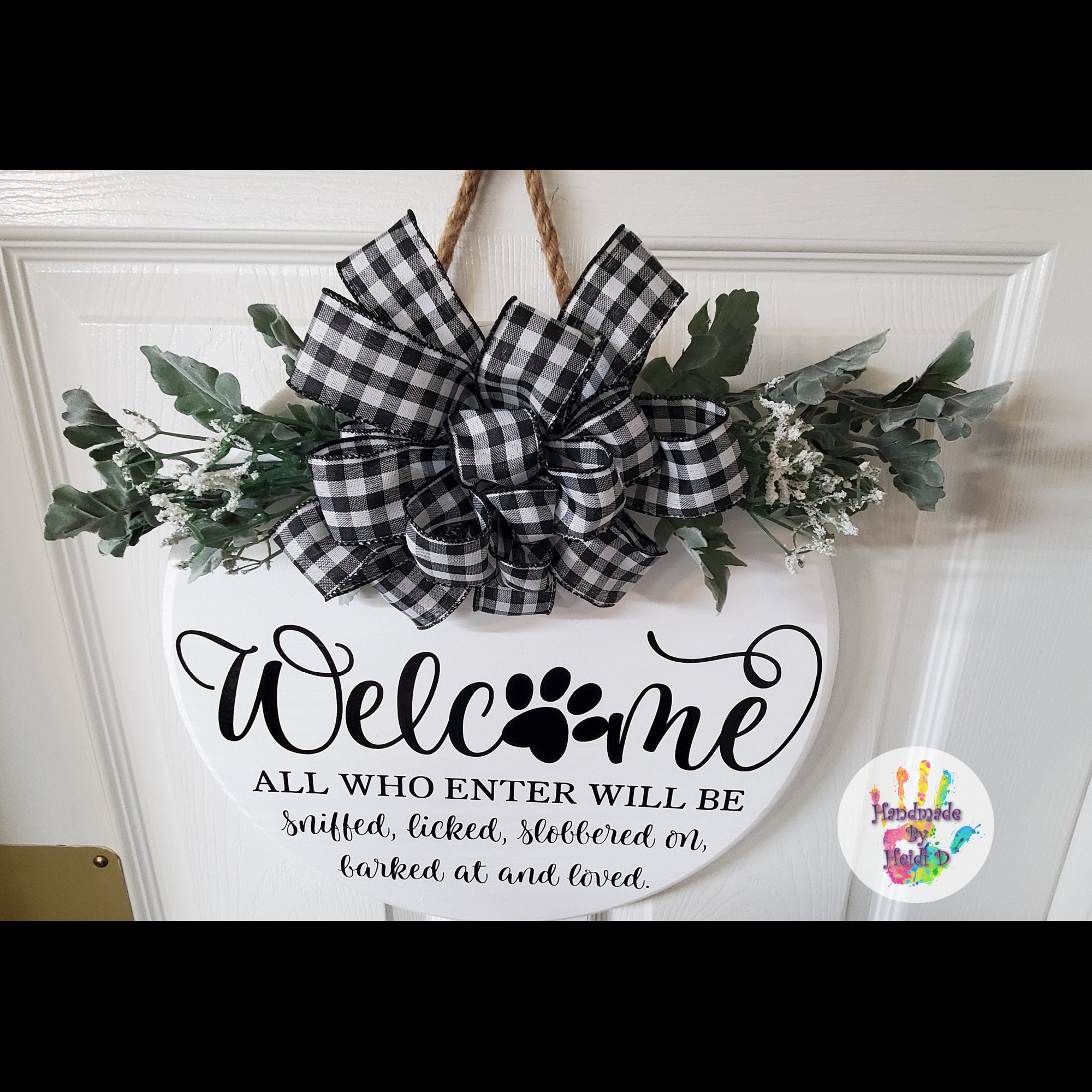 Welcome Door Hanger Dog Welcome Sign Front Door Décor - Etsy