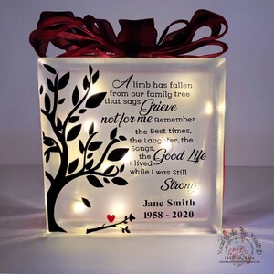 Memorial Glass Blocks Sympathy Gift Personalized Tribute Remembrance ...
