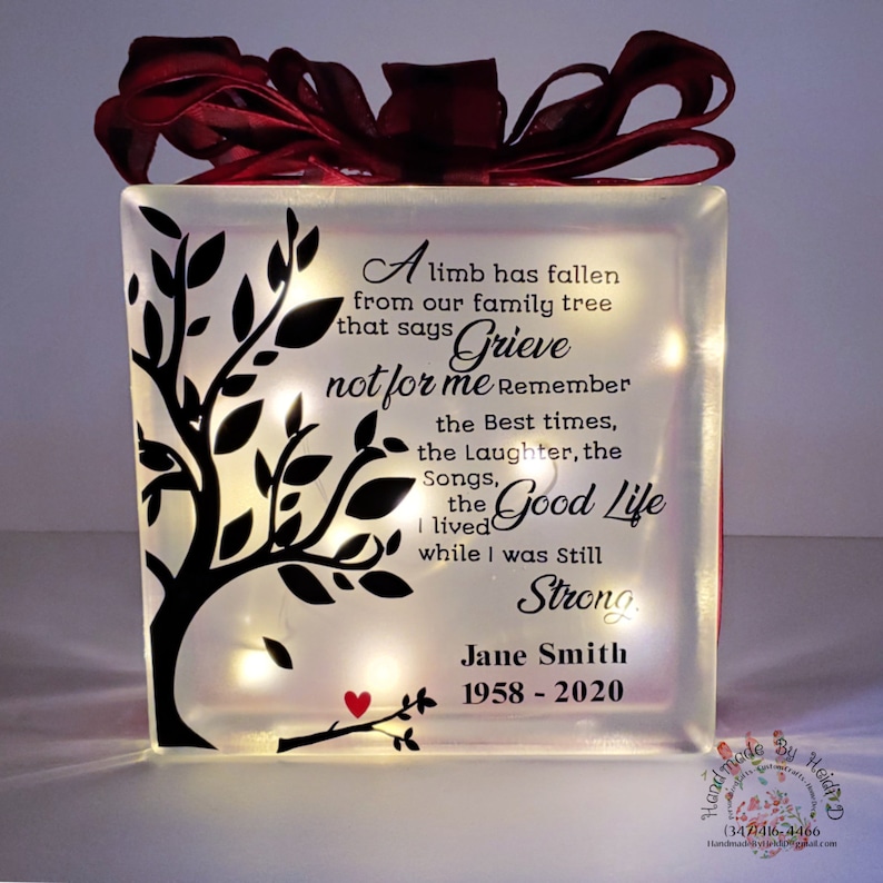 Memorial Glass Blocks Sympathy Gift Personalized Tribute - Etsy